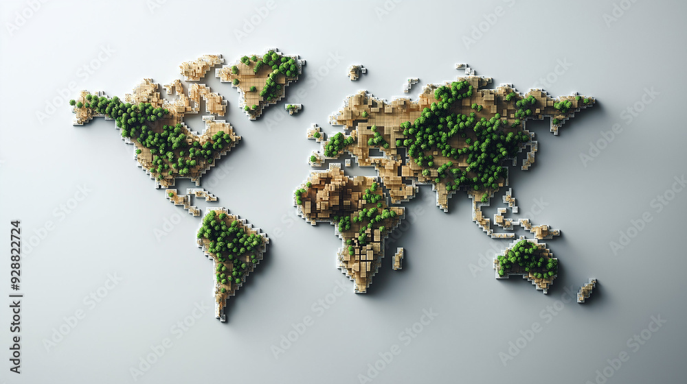 Pixel map of the world, supplemented with interactive 3D infographic ...