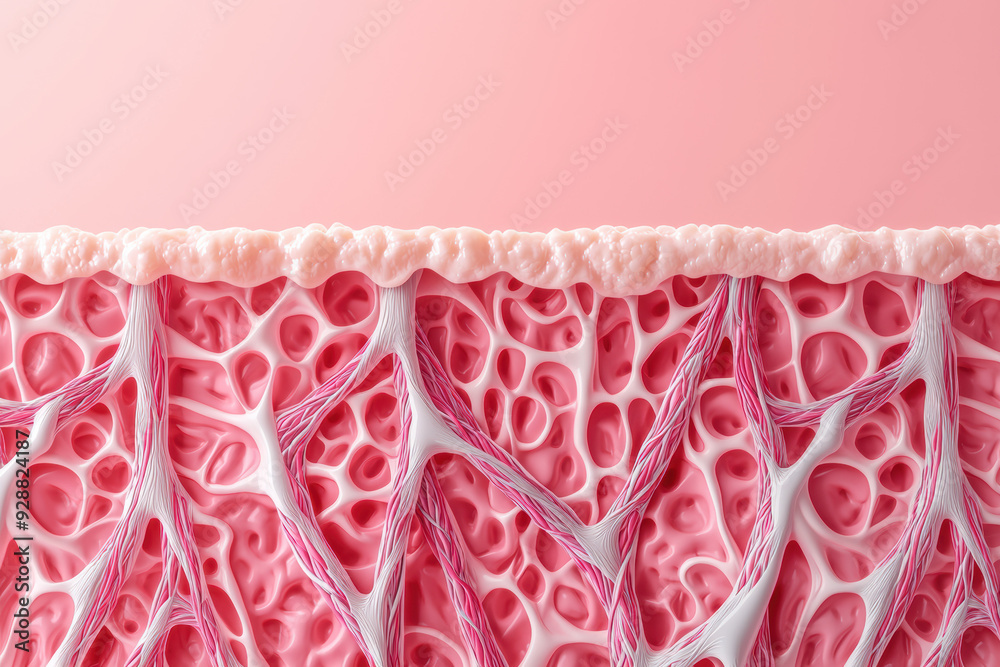 Detailed 3D rendering of a cross-section of human skin tissue ...