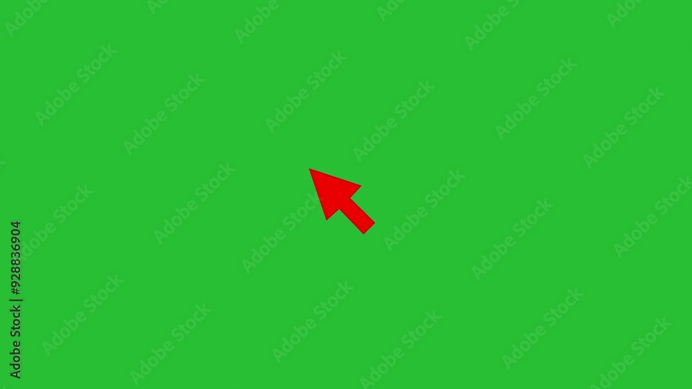 Arrow cursor click animated icon. Mouse click symbol with spark on green screen. Flat ...