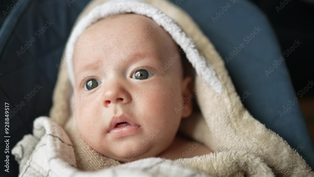 newborn baby swinging in a rocking chair. happy family kid dream ...