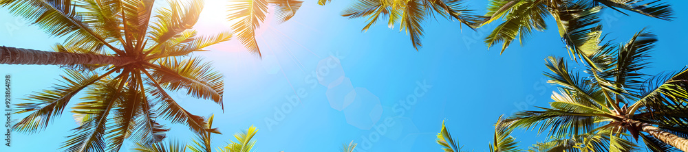 Palm Trees on sunny beautiful day Happy summer Summer season card ...