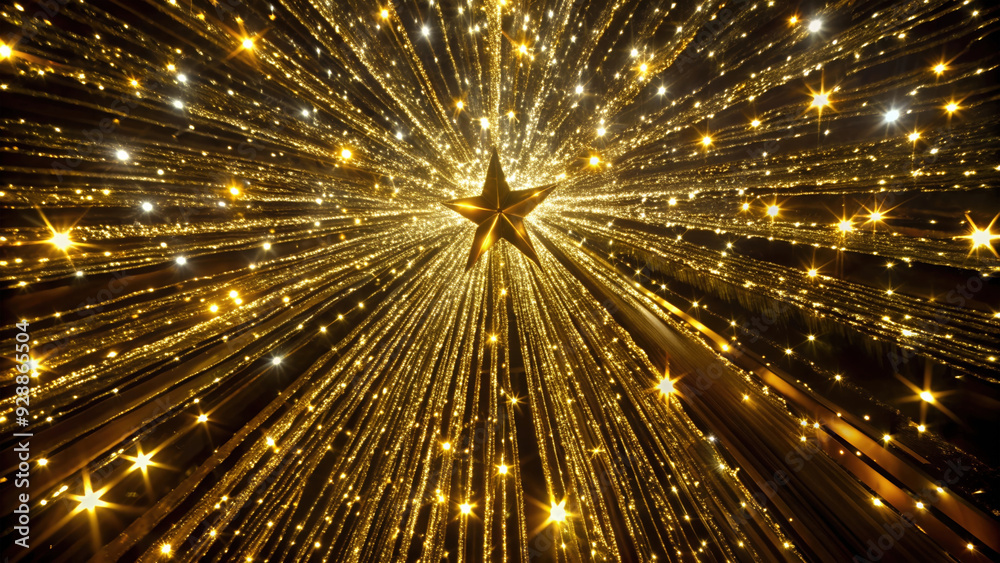 Dynamic falling gold glitter stars with a long exposure, capture bright ...