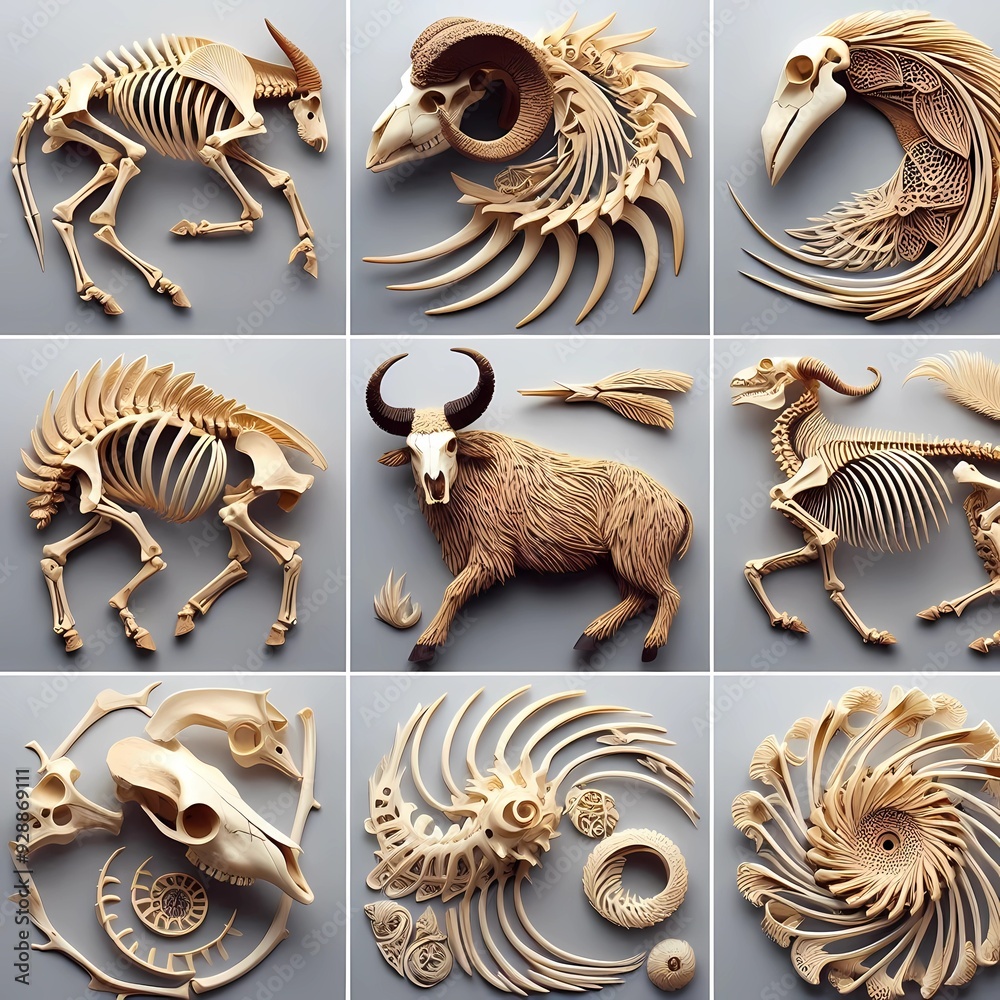 Simple artwork from animal bones, beautiful and unique to form ...