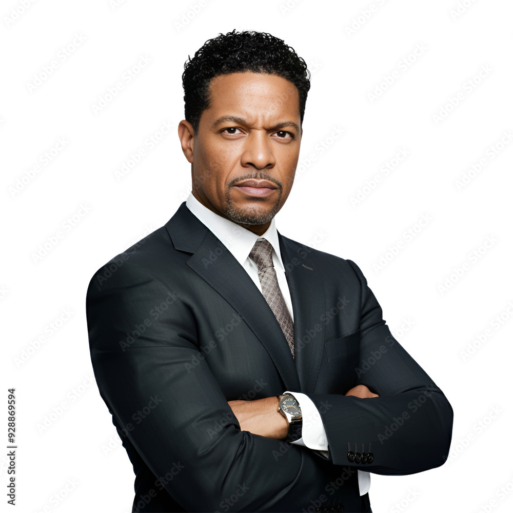 Portrait of confident man with arms crossed and serious face isolated ...