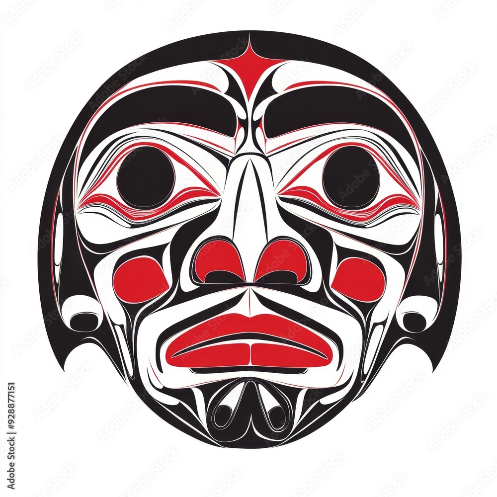 Stylized Inuit Haida Face: Traditional Pacific Northwest Art in Black ...