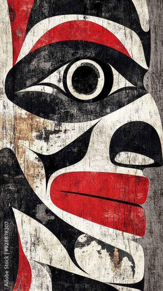 Stylized Inuit Haida Face: Traditional Pacific Northwest Art in Black ...