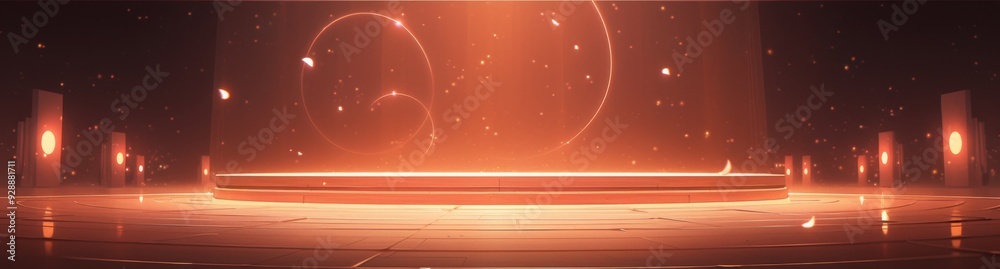 Stage of Dreams: anime-style Illustration of an Empty Wooden Stage with ...