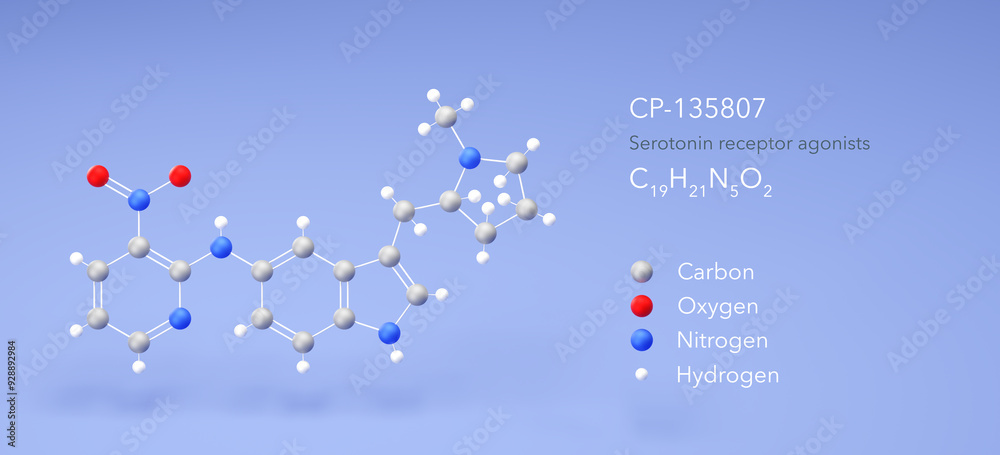 cp-135807 molecule, molecular structure, serotonin receptor agonists ...