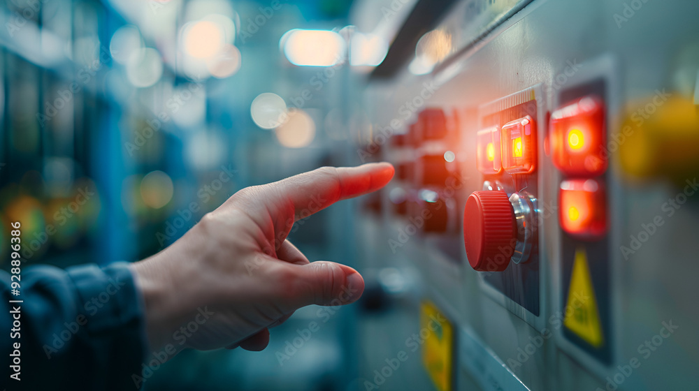 pressing a bright red emergency stop button, electro plug High ricing ...