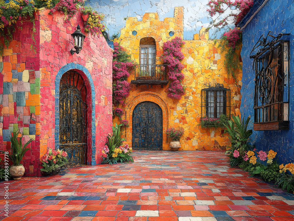 A vibrant and rich 3D stereoscopic mural titled "La Paz Lane ...