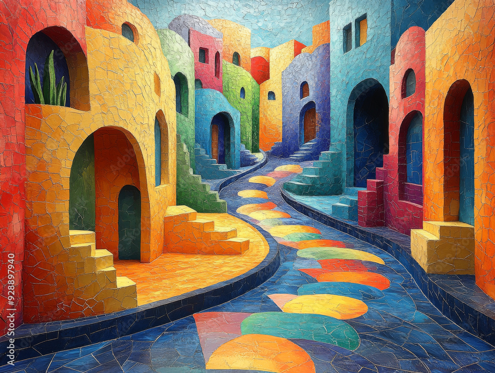 A vibrant and rich 3D stereoscopic mural titled "La Paz Lane ...