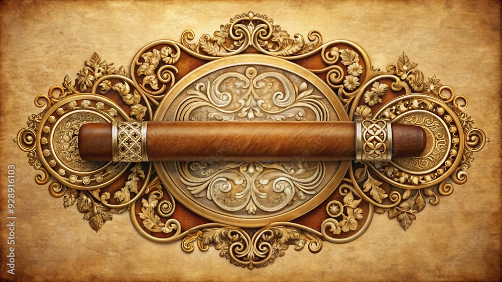 Elegant, ornate vintage-style cigar label design featuring intricate ...