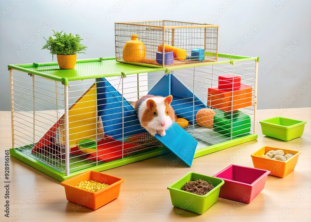 Geometric Guinea Pig Playground: Minimalist cage with angular ...