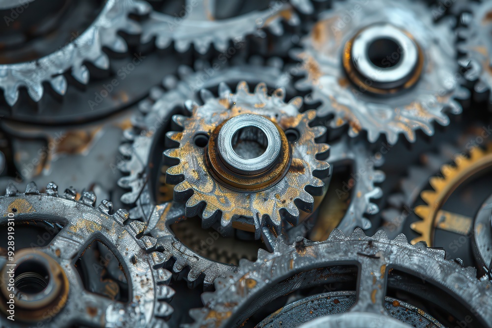 Cogs and Gears Macro. Engine Machinery with Metal Cogs in Mechanical ...