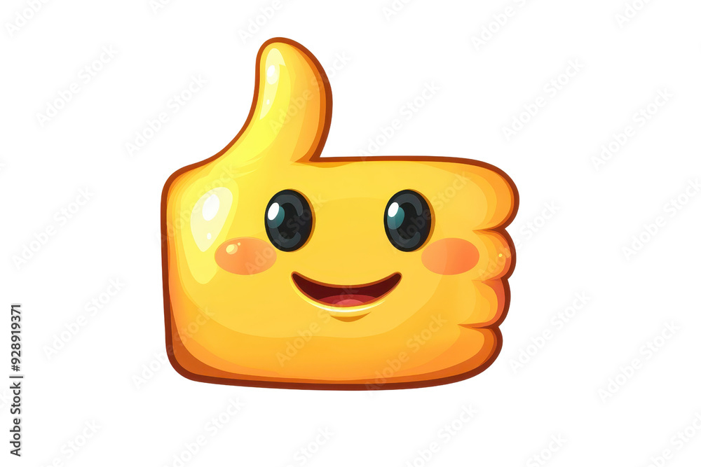 Cute yellow thumbs up emoji with a smiling face. Bright and cheerful ...