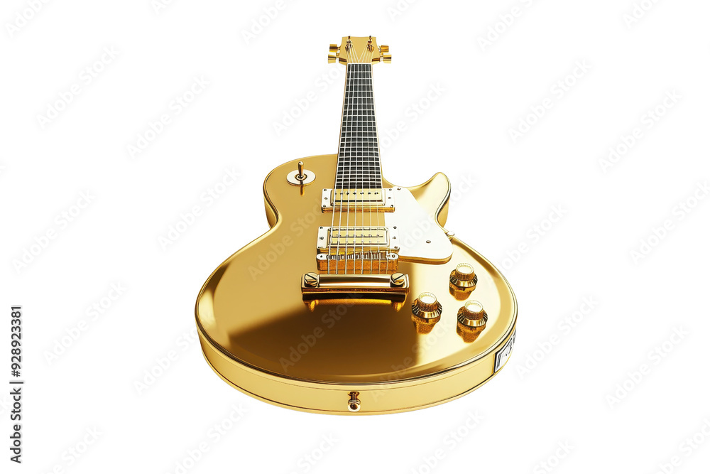 Gold electric guitar isolated on transparent background. Perfect for ...