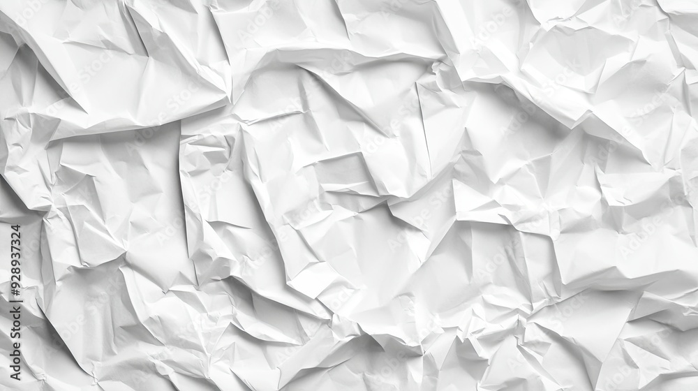Blank crumpled paper texture background with light folds seamless white ...