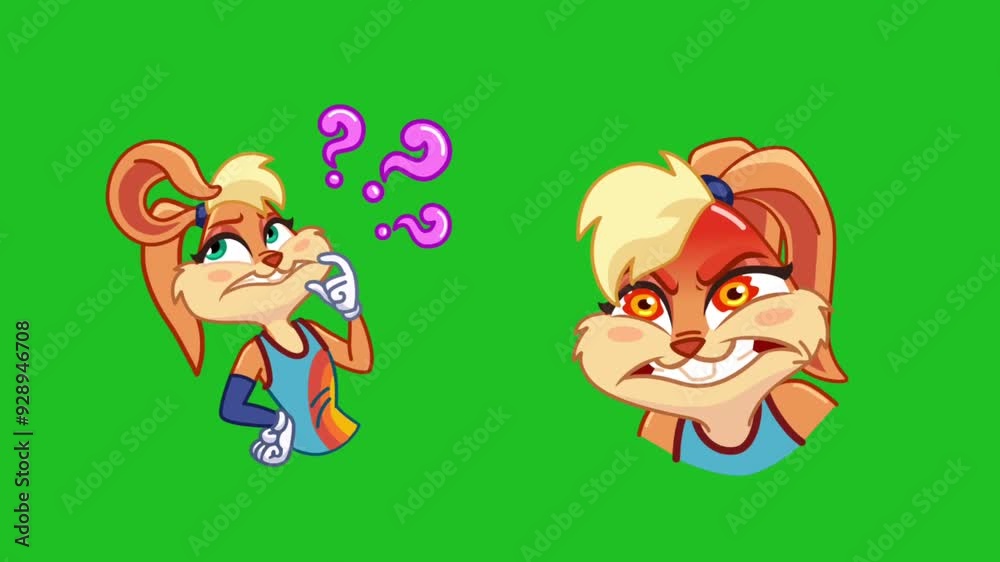 The rabbit sticker that is thinking and the rabbit sticker that is ...