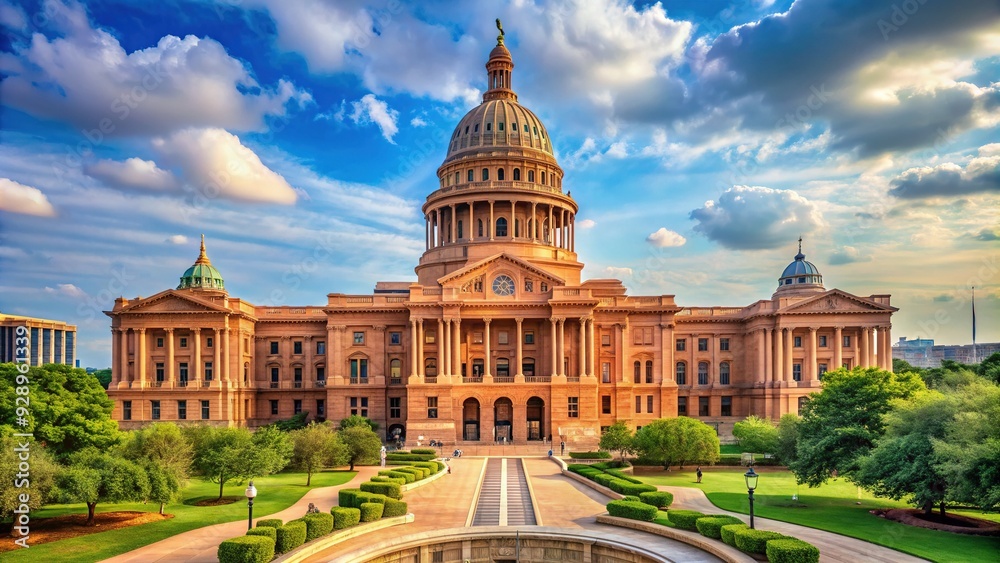 Historic Texas State Capitol building in Austin, Texas, with its ...