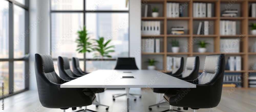 Modern office interior with a glass door and black metal frame ...