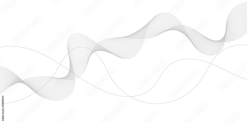 Abstract gray wave dynamic curve lines on transparent background with ...