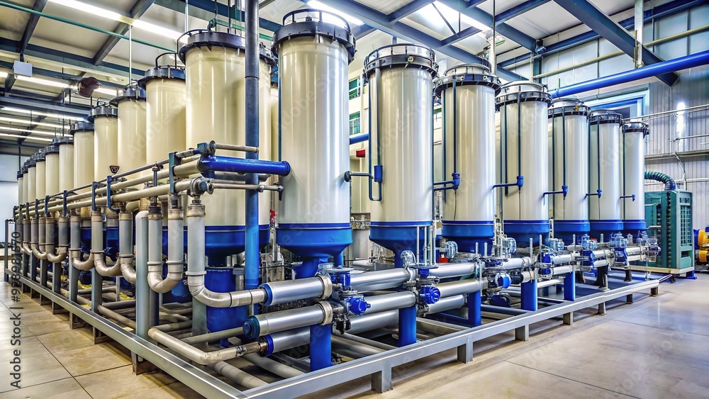 Large industrial filter system with multiple cylindrical units and ...