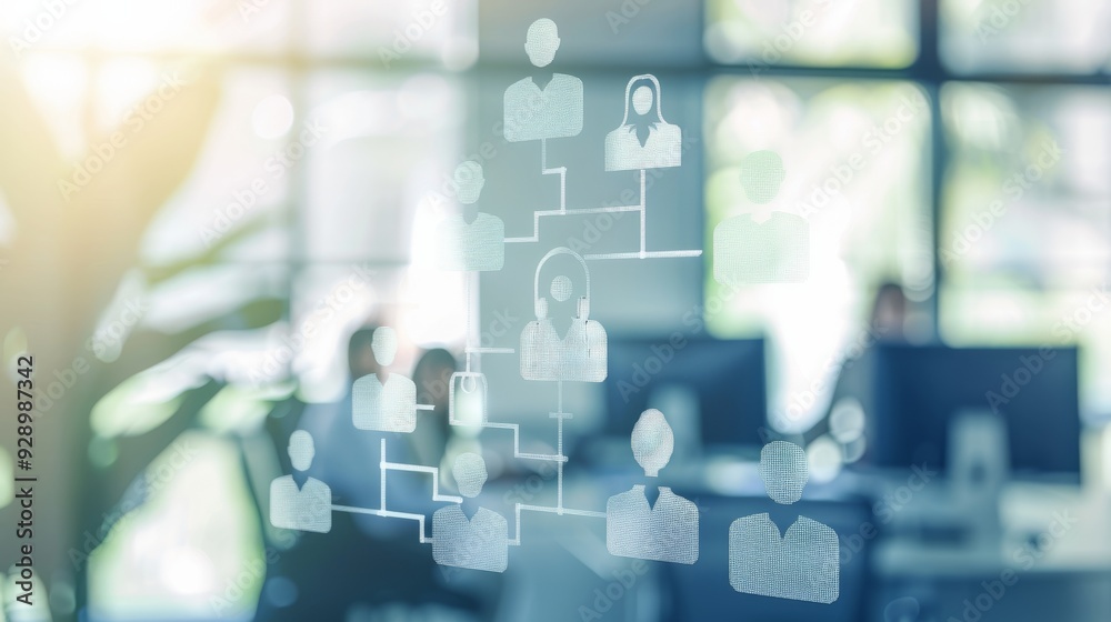 An abstract digital representation of an organizational chart ...