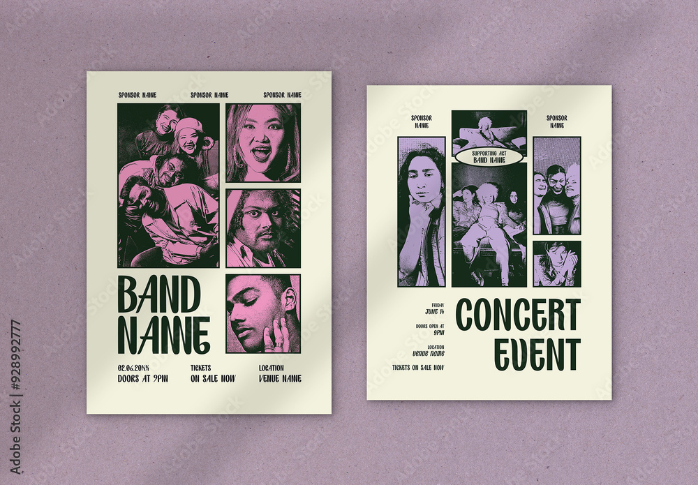 Set of Photo Collage Event Posters Stock Template | Adobe Stock