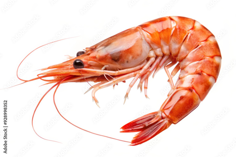 Fresh Cooked Red Shrimp Isolated On White Background - A single, large ...