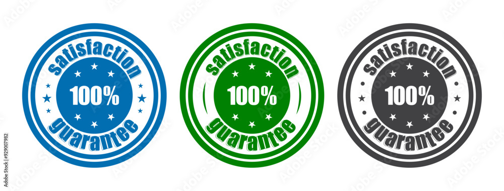100% satisfaction guarantee logo in retro classic style with stars in ...