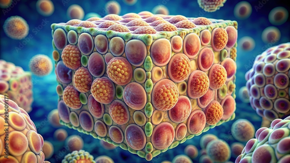 Microscopic image of epithelial tissue, showcasing closely packed, cube ...