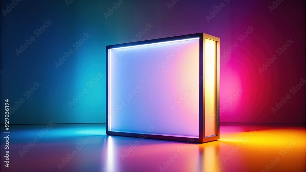 Modern minimalist LED light box backdrop studio mockup with gradient ...
