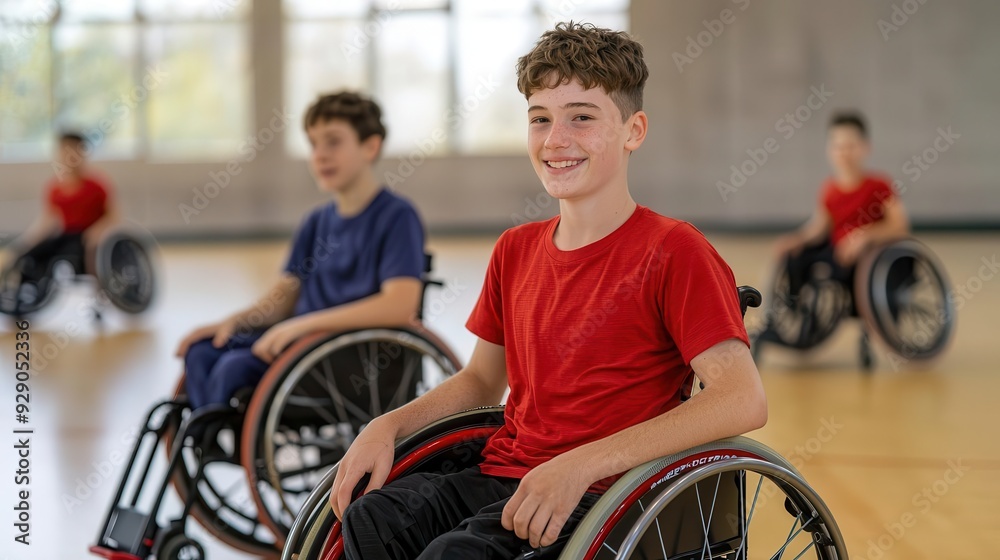 Group of teenagers with various disabilities playing a game of ...