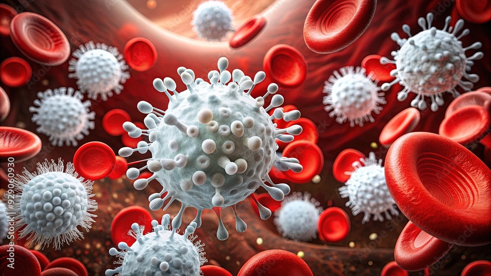 red blood cells transporting oxygen, white blood cells fighting ...