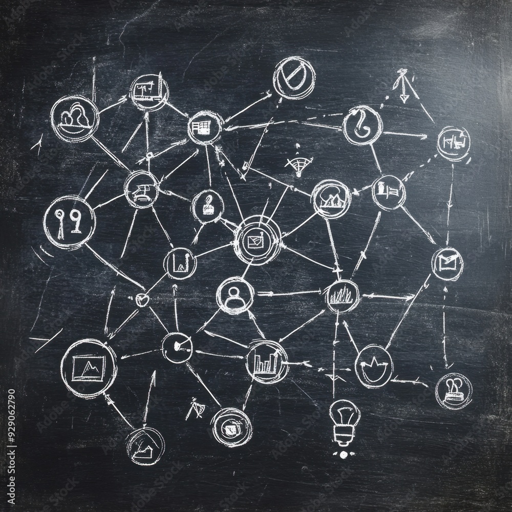 Mentoring concept chart with keywords and icons sketched on a ...