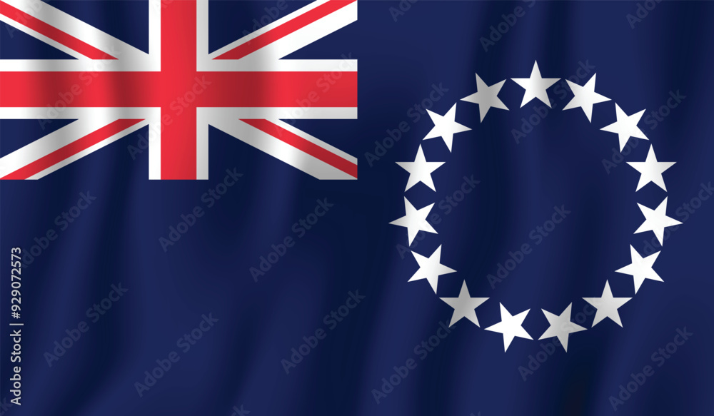 Realistic Cook Islands national flag perfect color, scale, and ...