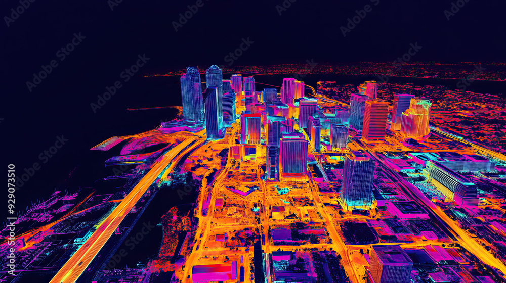Technical aerial visual, 3D LiDAR GIS aerial map satellite scan model ...