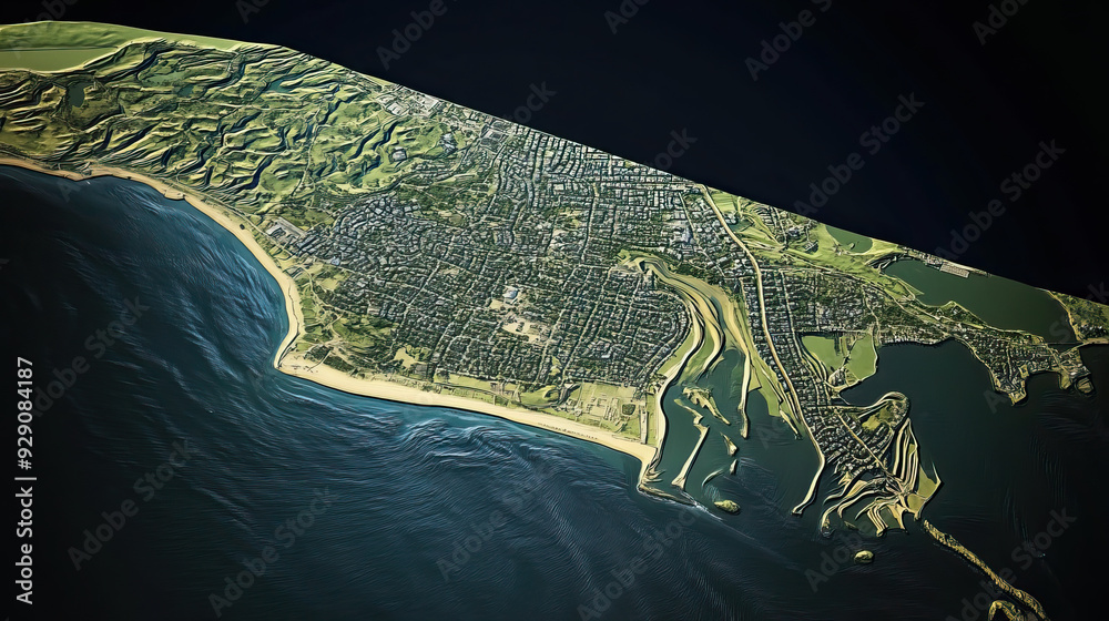 Technical aerial visual, 3D LiDAR GIS aerial map satellite scan model ...