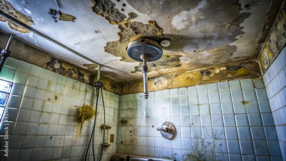 Mold Infested Shower Stall with Leaky Ceiling Stock Illustration ...
