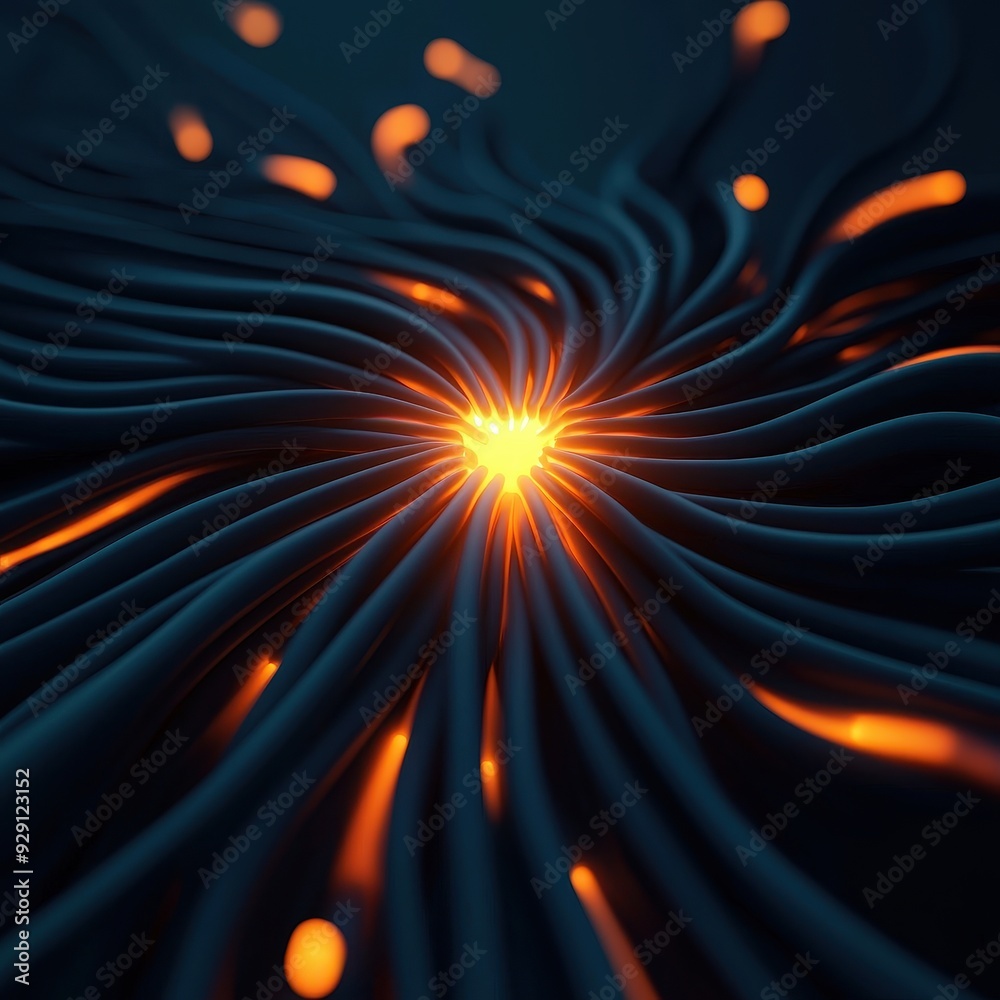 Abstract light design with flowing shapes and glowing particles ...