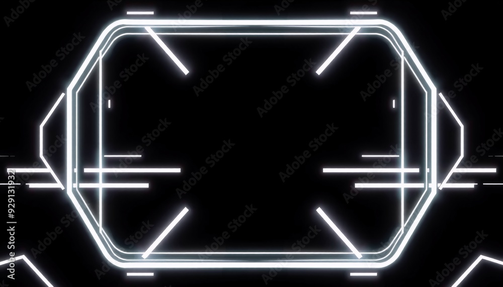 futuristic vector frame with white lines on a black background square ...