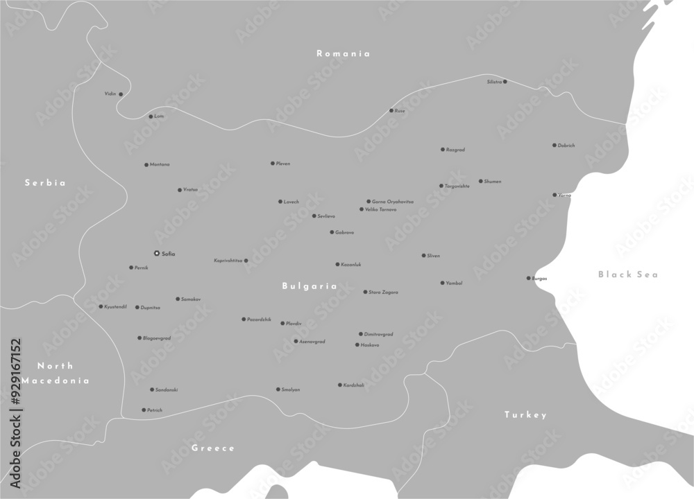 Vector modern illustration. Simplified administrative map of Bulgaria ...