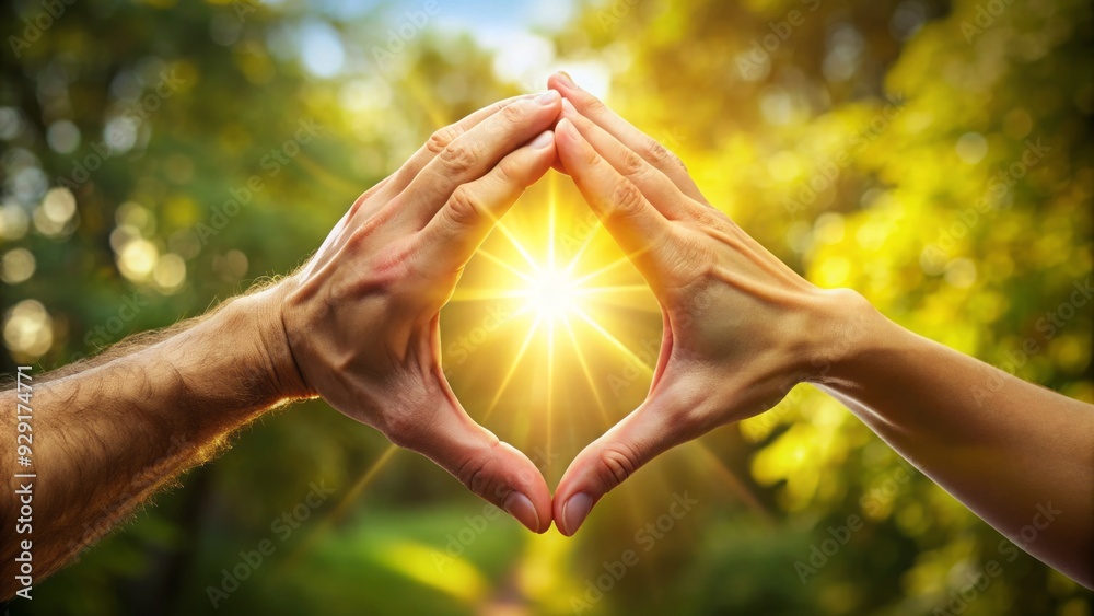 two palms facing each other, fingers curled inward, forming a ...