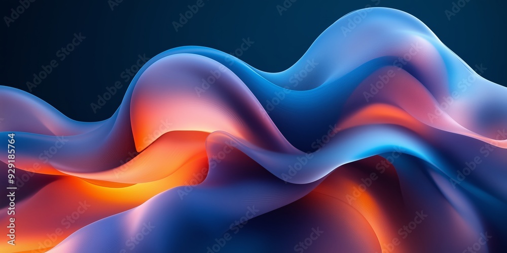 flowing waves in vibrant gradient colors. The image showcases a blend of cool blues and warm ...