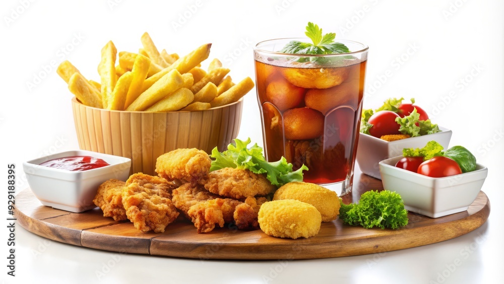Vibrant arrangement of popular combo food favorites, including crispy ...