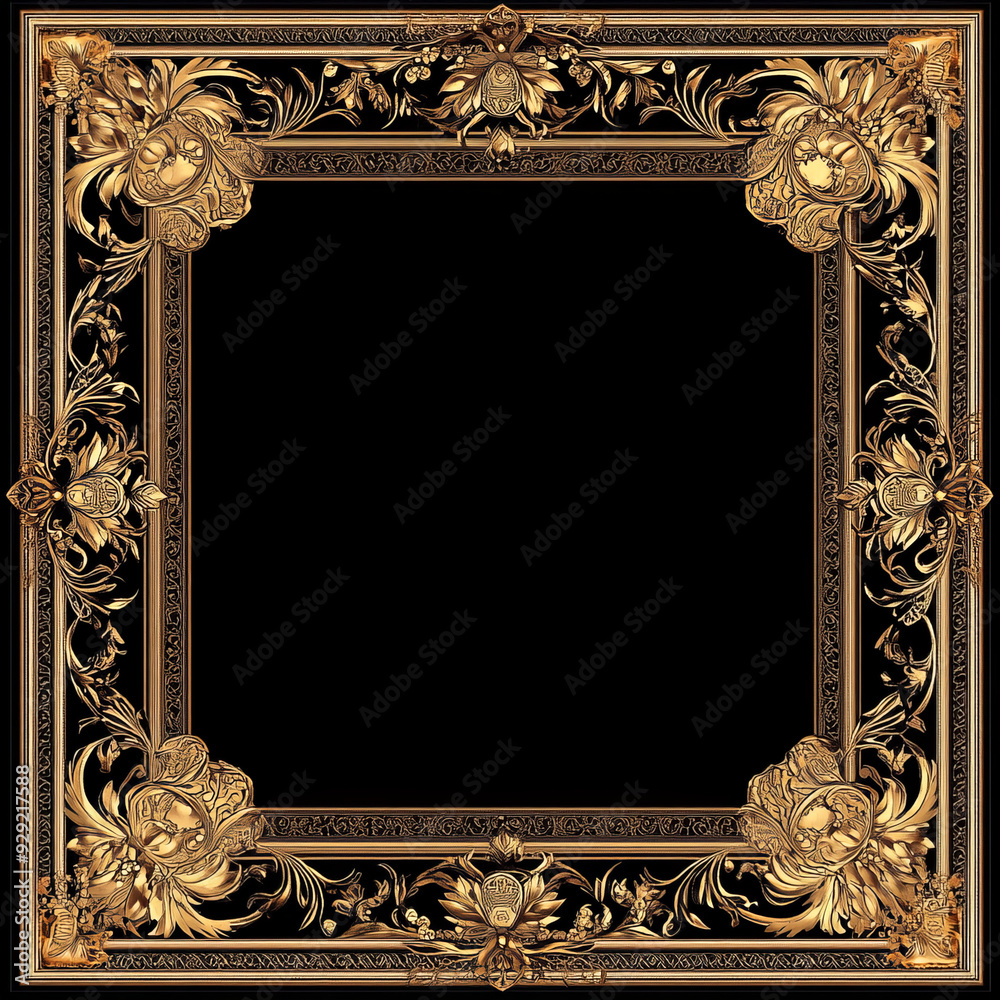 rectangle modern gold frame with a horizontal border in oriental style ...