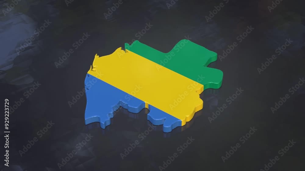 3D map of Gabon moving on a gray textured floor. The country's area ...