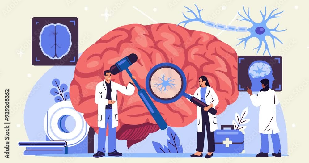 Human Brain Research. Medical study of nervous system. Moving banner ...