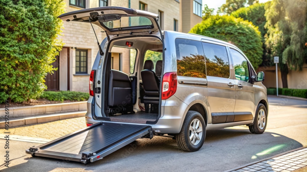 Wheelchair accessible vehicle with automatic ramp and spacious interior ...