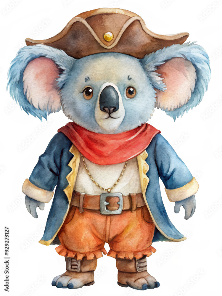 Adorable Koala Pirate Captain Illustration - A cute koala dressed as a ...